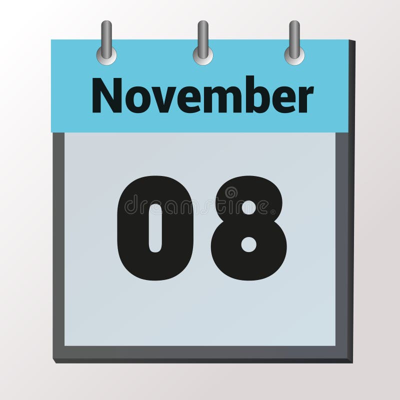 Vector Calendar Page with Date November 8, Light Colors Stock Vector ...