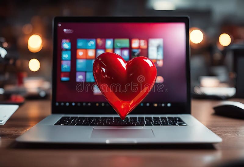 Day Celebration Laptop Heart Office Red Stock Illustration ...