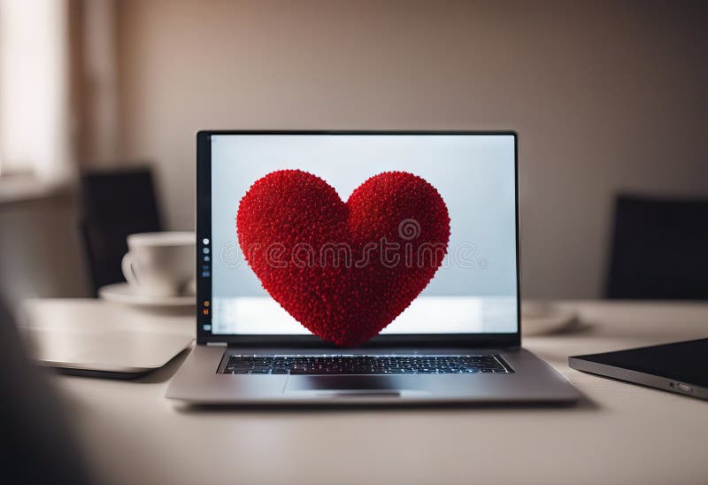 Day Celebration Laptop Heart Office Red Stock Illustration ...
