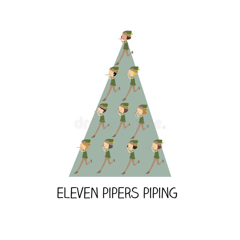 Eleven Pipers Piping/eps stock vector. Illustration of holiday - 3564007