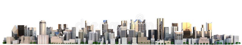 Day City with Reflection 3d Rendering Image on White Stock Illustration ...