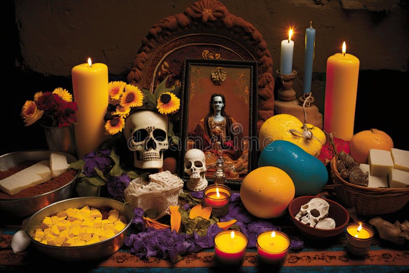 Day of the Dead Altar, with Offerings To Guide and Comfort the Deceased ...