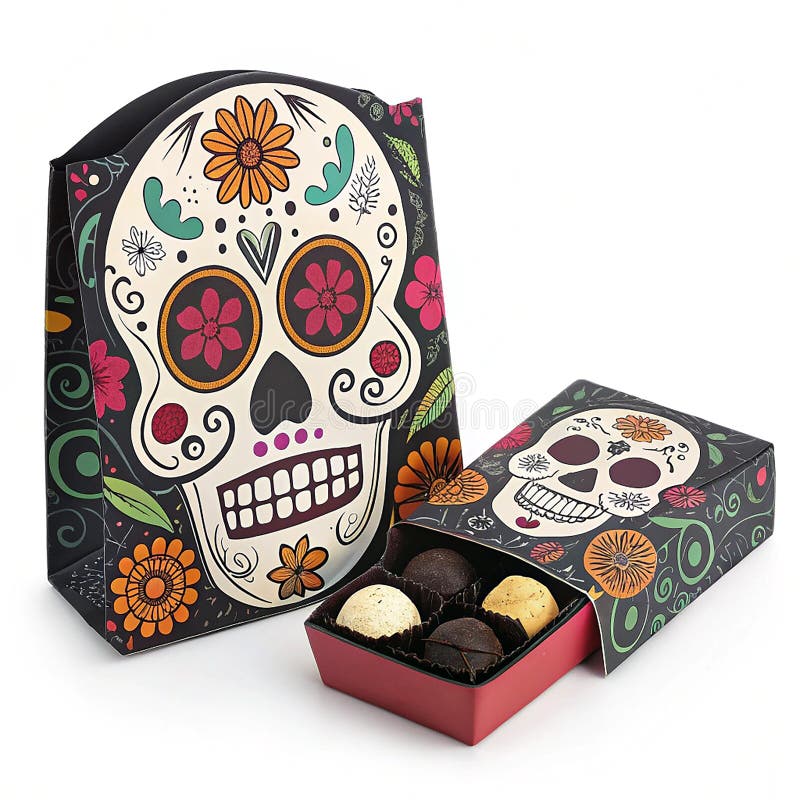 Day of the Dead Candy Skull Themed Packaging Stock Illustration ...