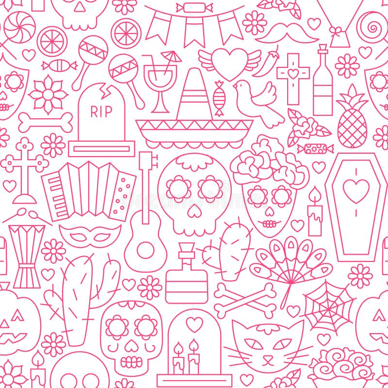 Day of the Dead Line Art Sugar Skull Stock Vector - Illustration of ...