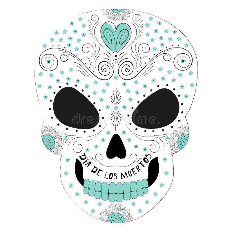 Muertos Skull Turquoise. Simple Vector Illustration Stock Illustration ...