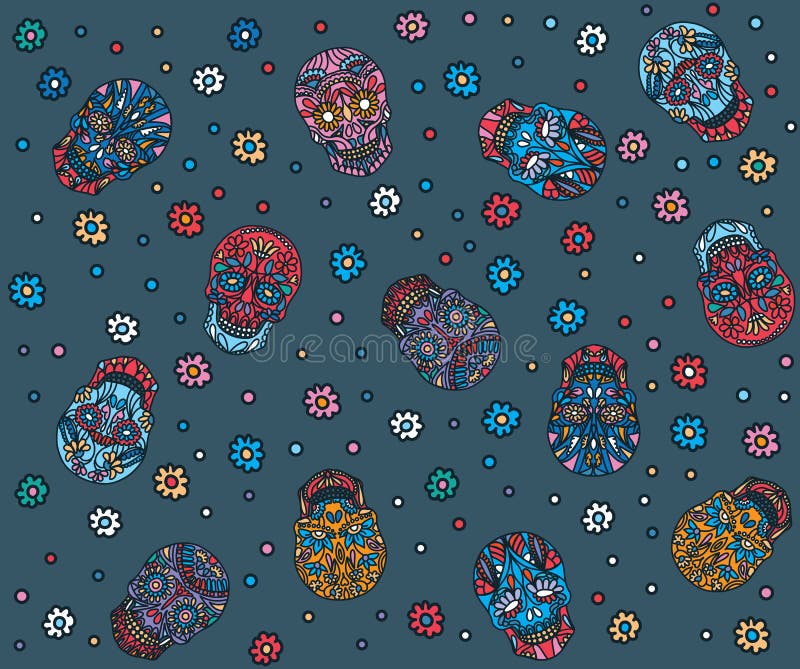 Day of the Dead Seamless Pattern Stock Illustration - Illustration of ...