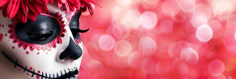 Day of the Dead Skeleton Face Painting Theme with Ample Space for Text ...