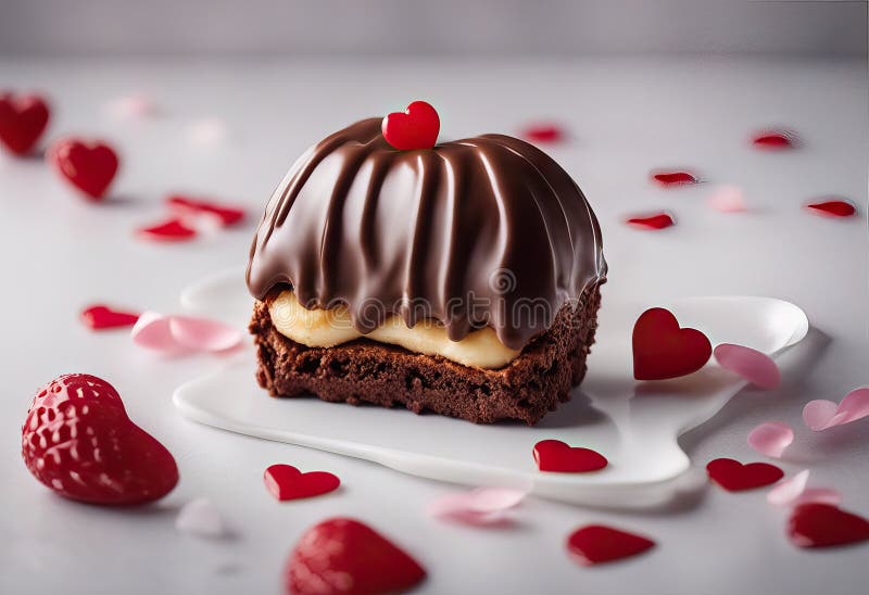 Day Decorated Eclair Chocolate White Heart Background Isolated Stock ...