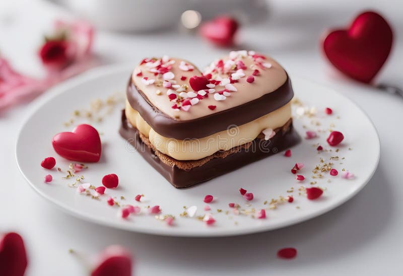 Day Decorated Eclair Chocolate White Heart Background Isolated Stock ...