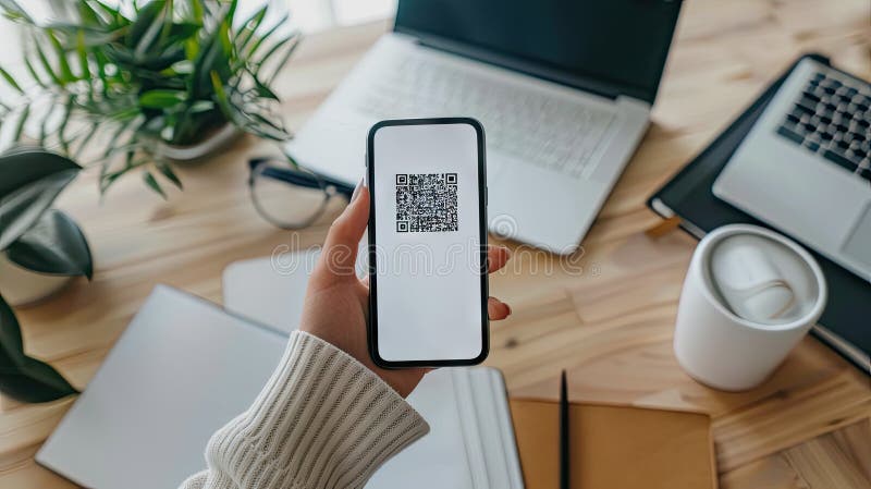 A Day of Digital Connections: Scanning a QR Code on a Smartphone Stock ...