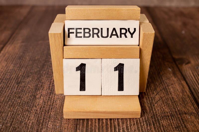 Day11 of February Month, Wooden Calendar with Date. Empty Space for ...