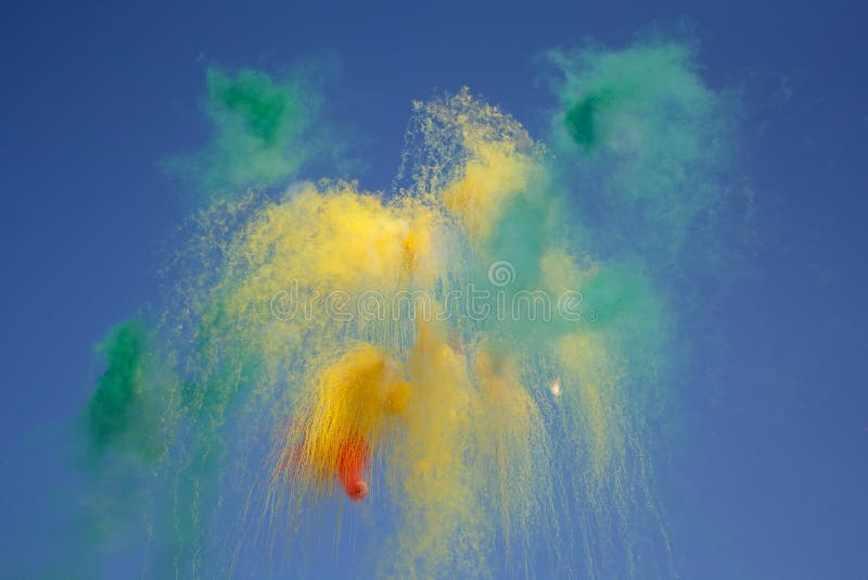 Day Fireworks Made with Color Bombs Exploding Smoke Paint Stock Image ...