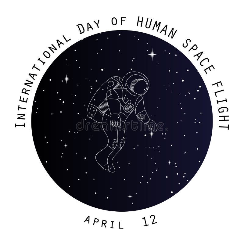 Human Space Flight Day Greeting Emblem Stock Vector - Illustration of ...