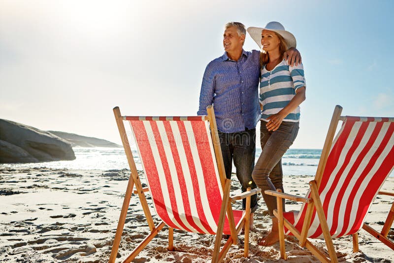 The Day is Just Perfect. a Mature Couple Spending the Day at the Beach ...