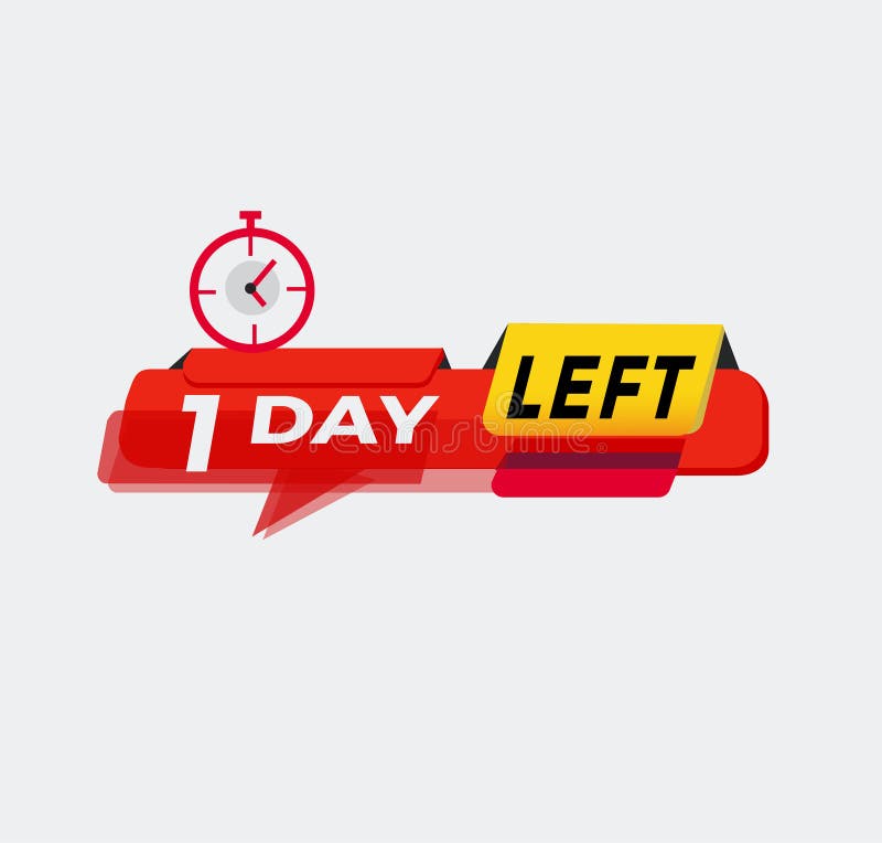 1 Day Left Countdown Icon Colourful Template. Special Events Sale Tag ...