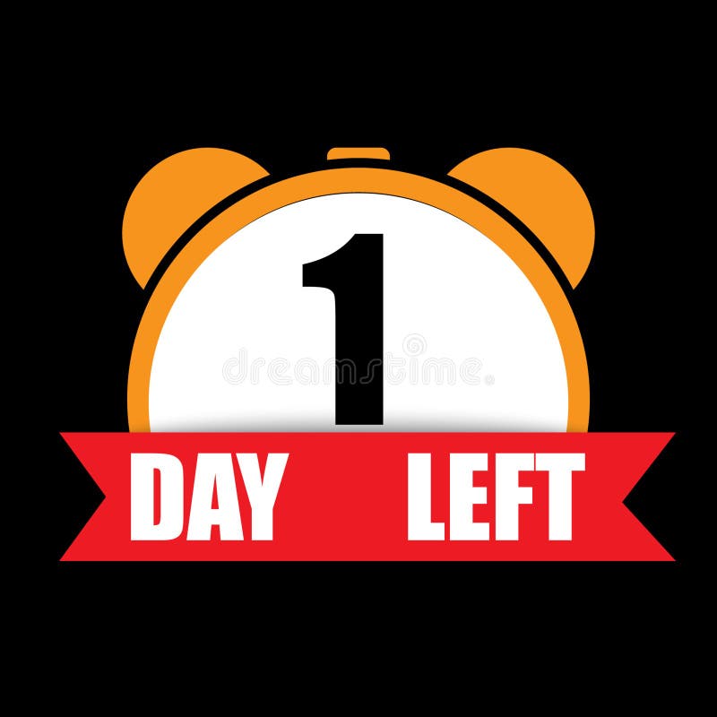 1 Day Left Icon. Countdown Clock Symbol. Bold Number One Text. Black ...