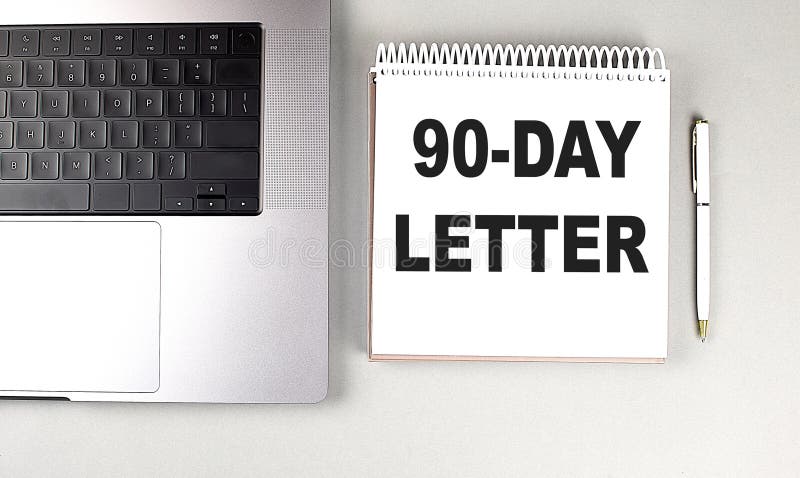 90-DAY LETTER Text on Notebook with Laptop, Mouse and Pen Stock Photo ...