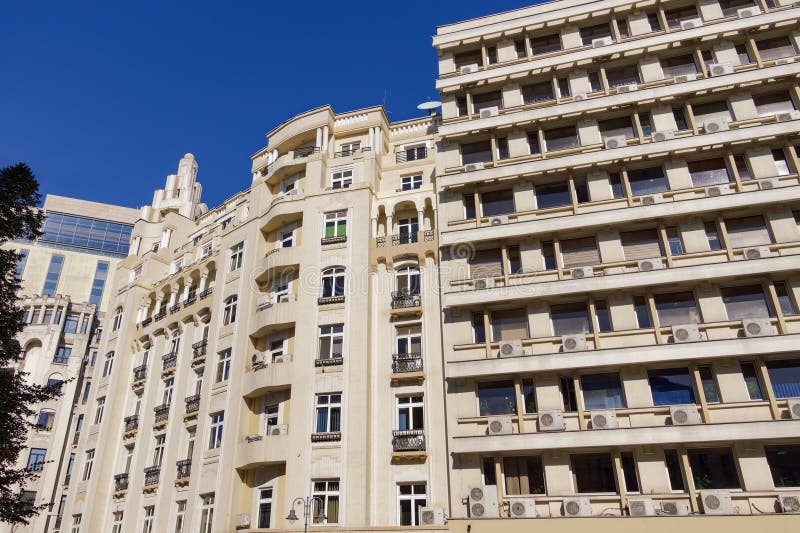 Day Low Angle View of a Block of Flats with Air Conditioning Units ...