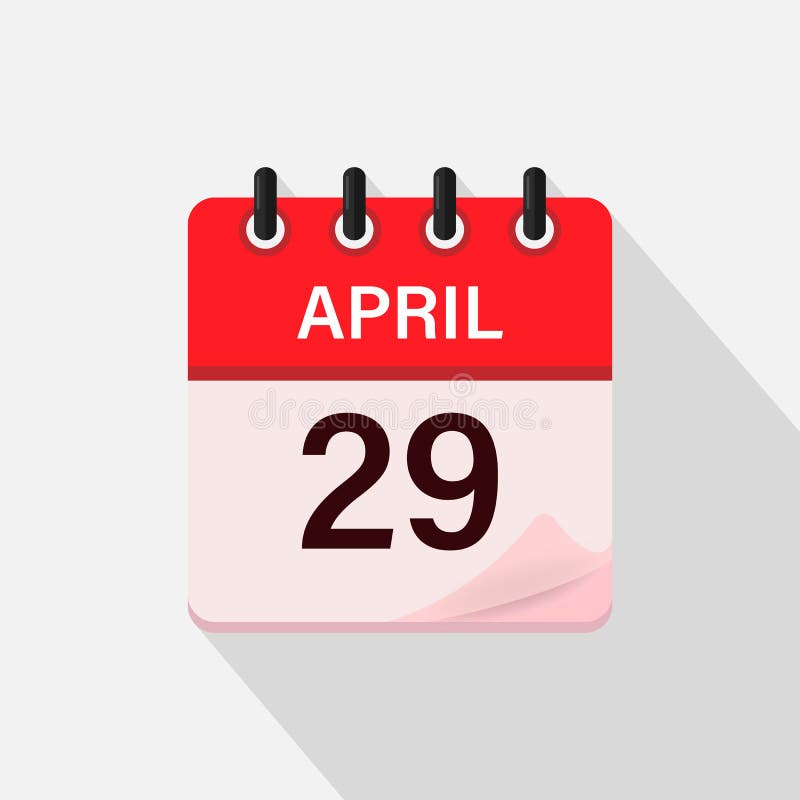 April 29, Calendar Icon with Shadow. Day, Month. Flat Vector ...