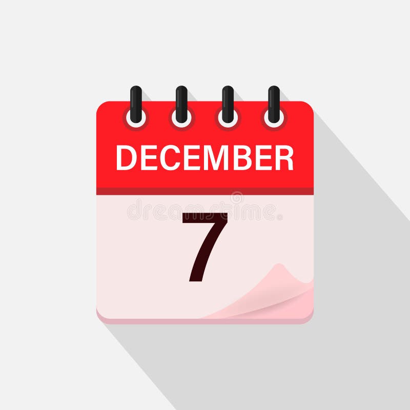 December 7, Calendar Icon with Shadow. Day, Month. Flat Vector ...