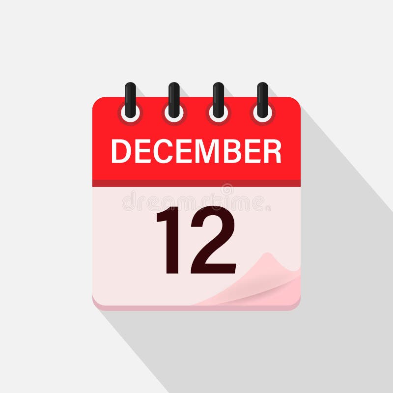 December 12, Calendar Icon with Shadow. Day, Month. Flat Vector ...