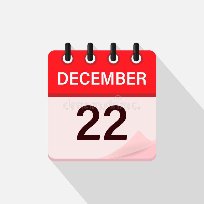 December 22, Calendar Icon with Shadow. Day, Month. Flat Vector ...