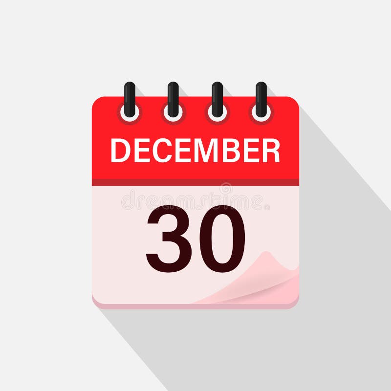 December 30, Calendar Icon with Shadow. Day, Month. Flat Vector ...