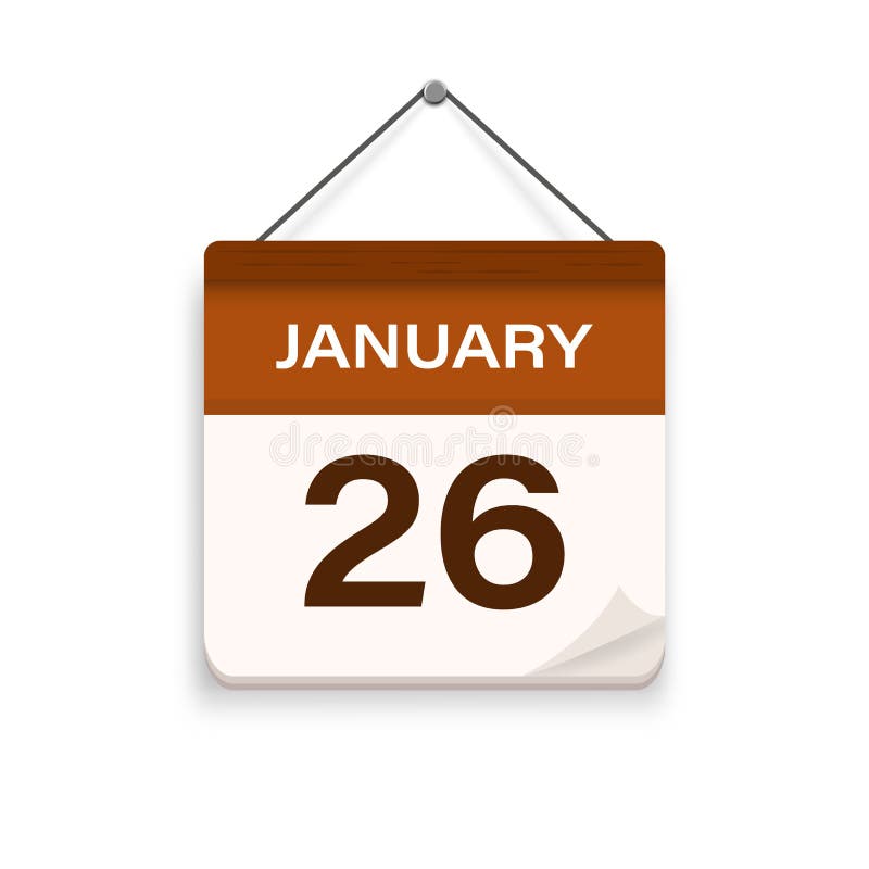 January 26, Calendar Icon with Shadow. Day, Month. Flat Vector ...