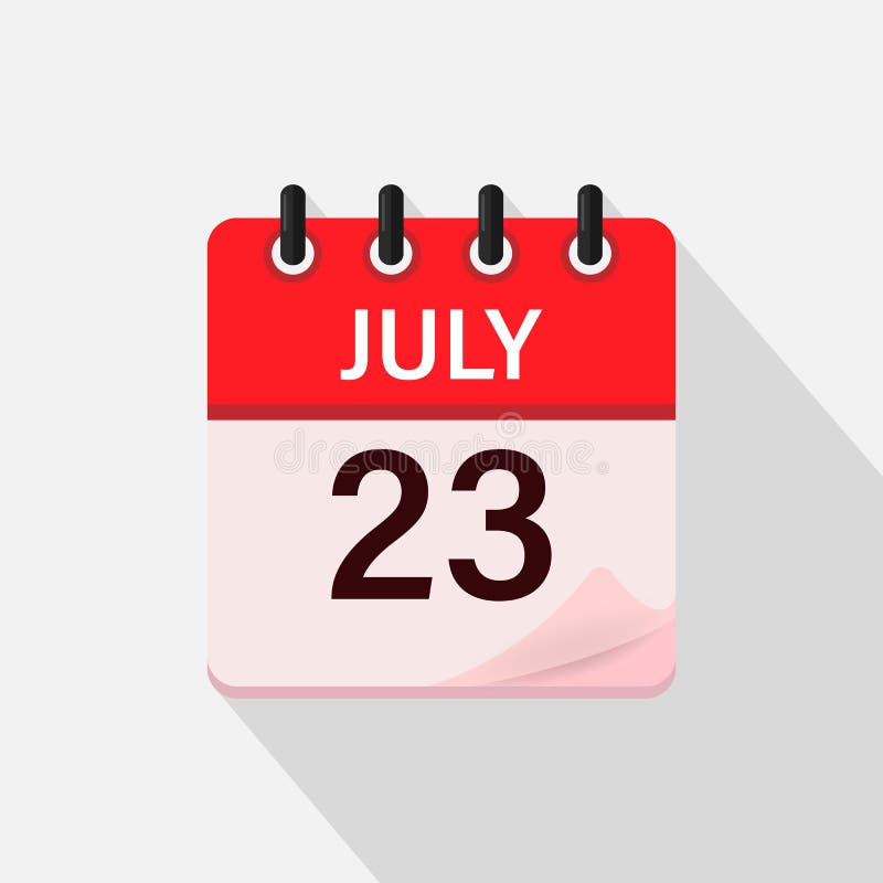 July 23, Calendar Icon with Shadow. Day, Month. Flat Vector ...
