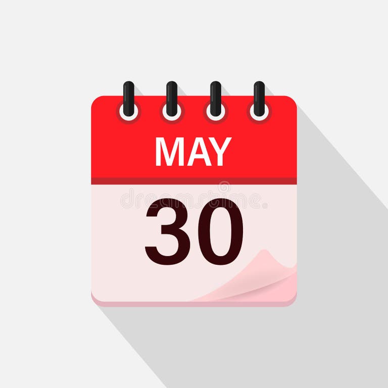 May 30, Calendar Icon with Shadow. Day, Month. Flat Vector Illustration ...
