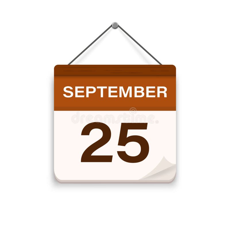 September 25, Calendar Icon with Shadow. Day, Month. Flat Vector ... September 25, Calendar Icon with Shadow. Day, Month. Flat Vector ...