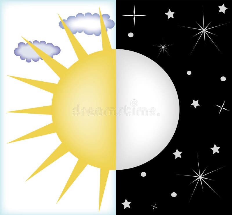 Background Metaphor Illustration of Contrast of Day and Night. Stock ...