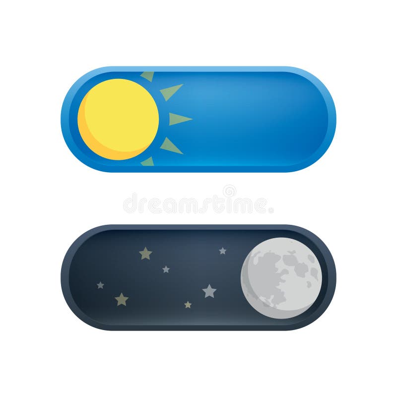 Day and Night Button with Sun and Moon on Clear Sky Stock Illustration ...