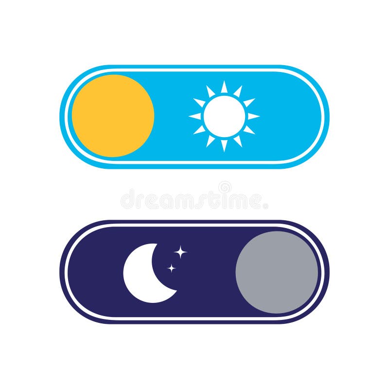 Day and Night Button with Sun and Moon Stock Vector - Illustration of ...