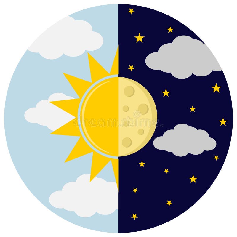 Of Day and Night. Day Night Concept, Sun and Moon, Day Night Icon Stock ...