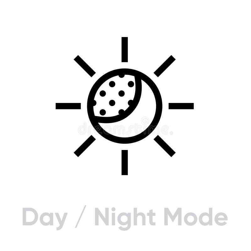 Day or Night Mode Icon. Editable Line Vector Stock Vector ...