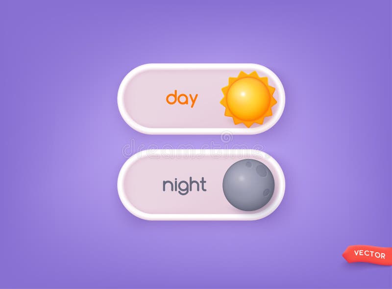 Day and Night Mode Switcher in Cute 3d Style. Gadget Interface Switch ...