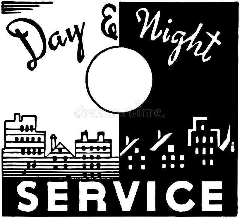 Day and Night Service stock vector. Illustration of graphics - 42098063