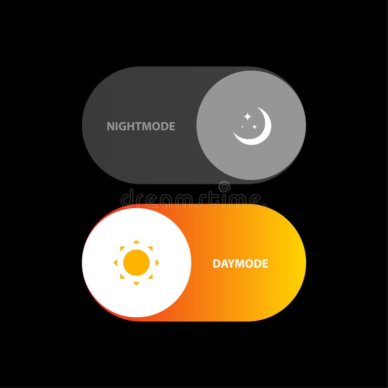 Day Night Switch UI Buttons Vector Illustration on Black Background ...