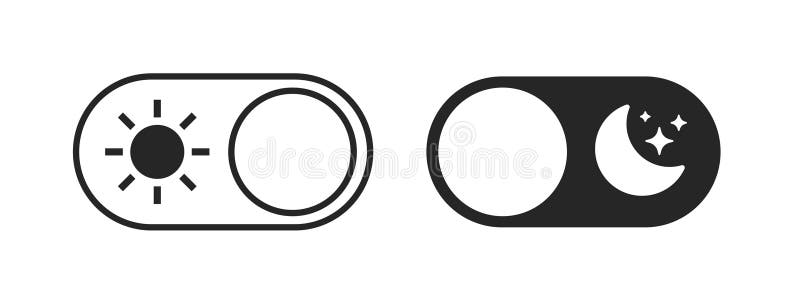 Day Night Switch Web App Ui Interface Simple Line Stroke Icon Vector Graphic Elements Set ...