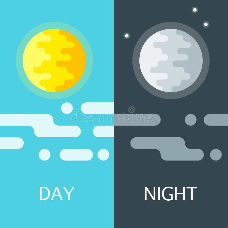 Day and Night Vector Illustrations or Banners. Stock Vector ...