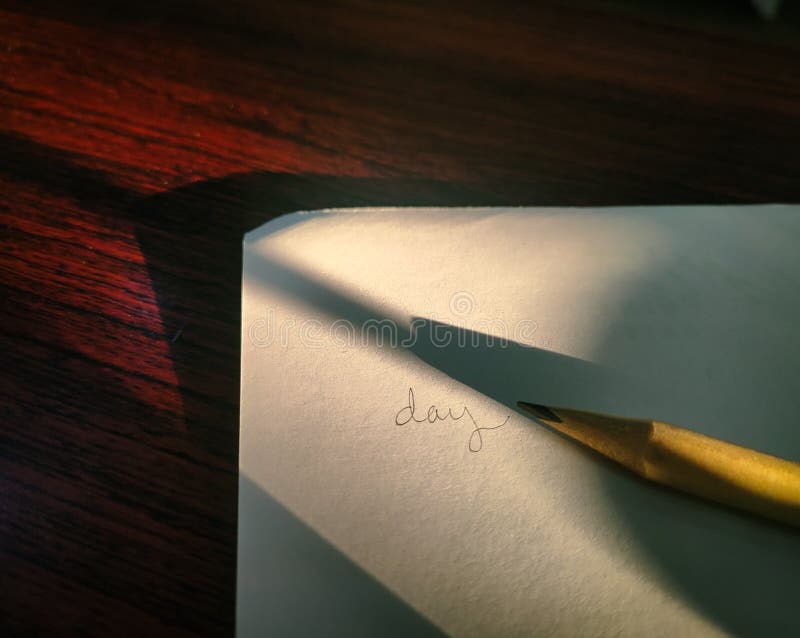 A Day Note on White Paper Written with Pencil Stock Image - Image of ...