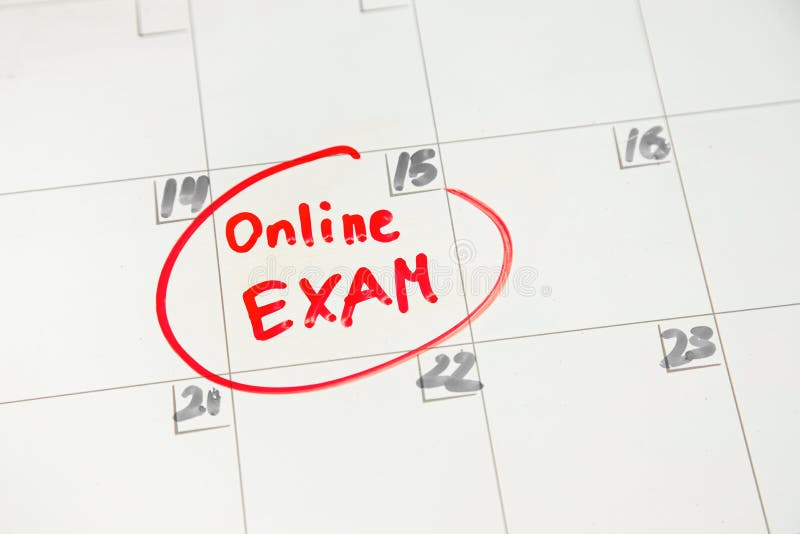Day of ONLINE EXAM on White Calendar Board. Quarantine Time Stock Image ...