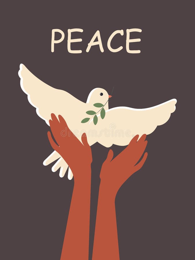 International Day of Peace. White Dove in Female Hands on a Black ...