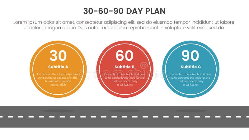 30-60-90 Day Plan Management Infographic 3 Point Stage Template with ...
