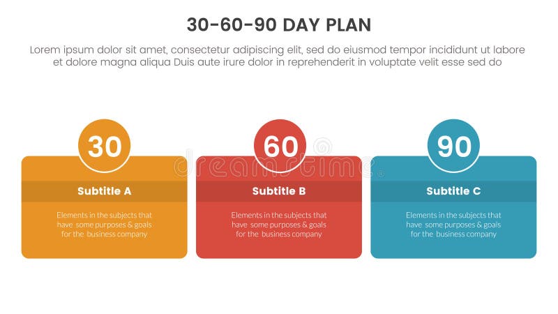30-60-90 Day Plan Management Infographic 3 Point Stage Template with ...