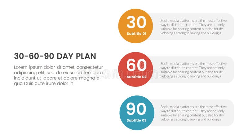 30-60-90 Day Plan Management Infographic 3 Point Stage Template with ...