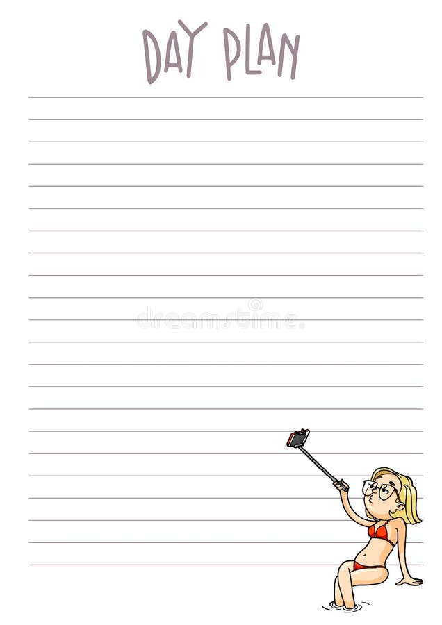 Day Plan Printable Page. Vector Organizer Template with Cartoon Stock ...