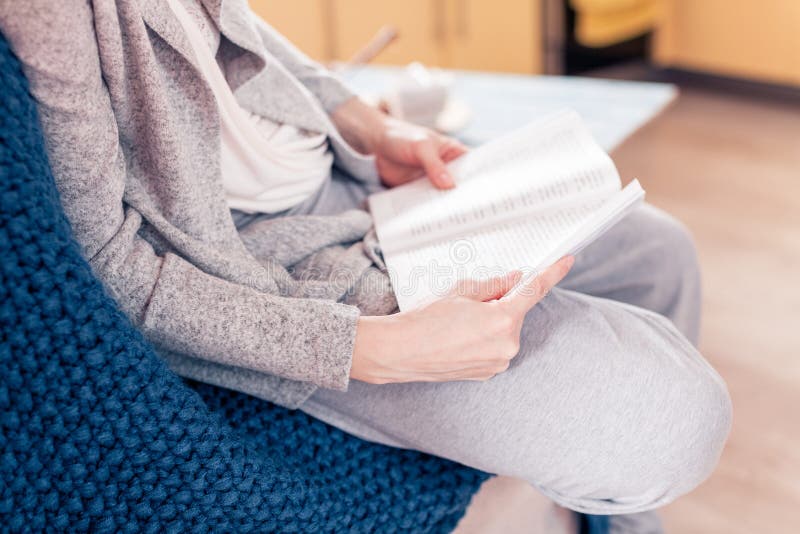 A Day of Relaxation with Reading a Book Stock Photo - Image of plaid ...