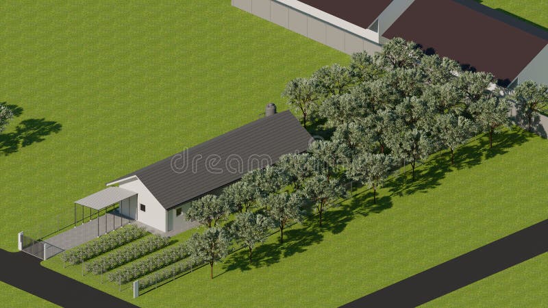 Day Scene House Side View 3D Illustration Stock Illustration ...